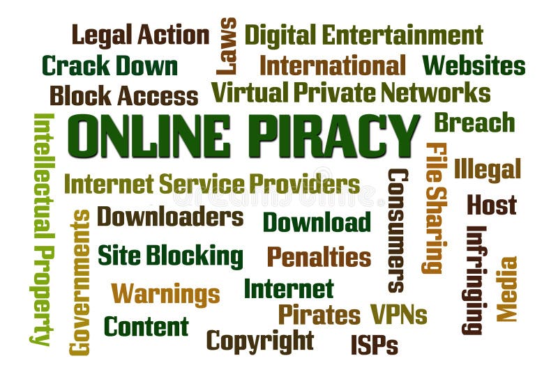 Online Piracy Vector Illustration. Flat Tiny Illegal Hacker Persons ...