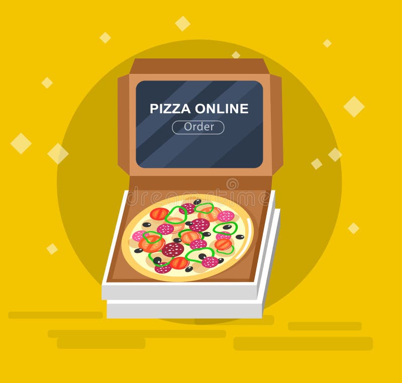 Online Pizza Order Vector Illustration Stock Vector - Illustration of ...