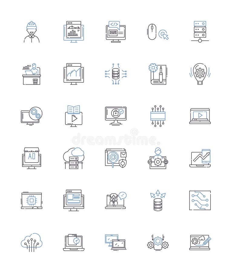 Online Platform Line Icons Collection. Platform, Digital, Web, Cyber, E ...
