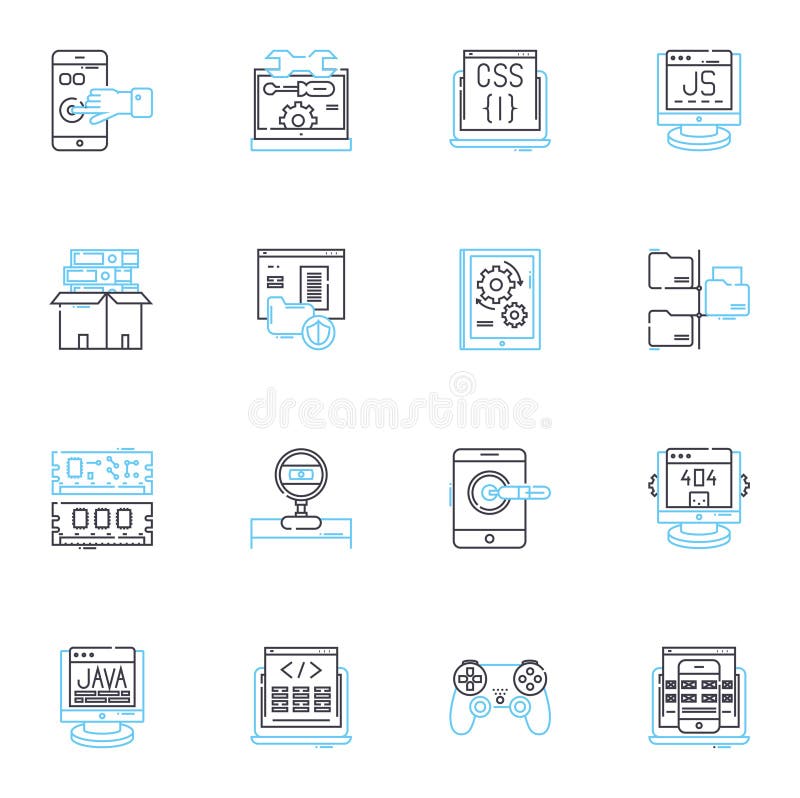 Online Platforms Linear Icons Set. Efficiency, Accessibility, User ...