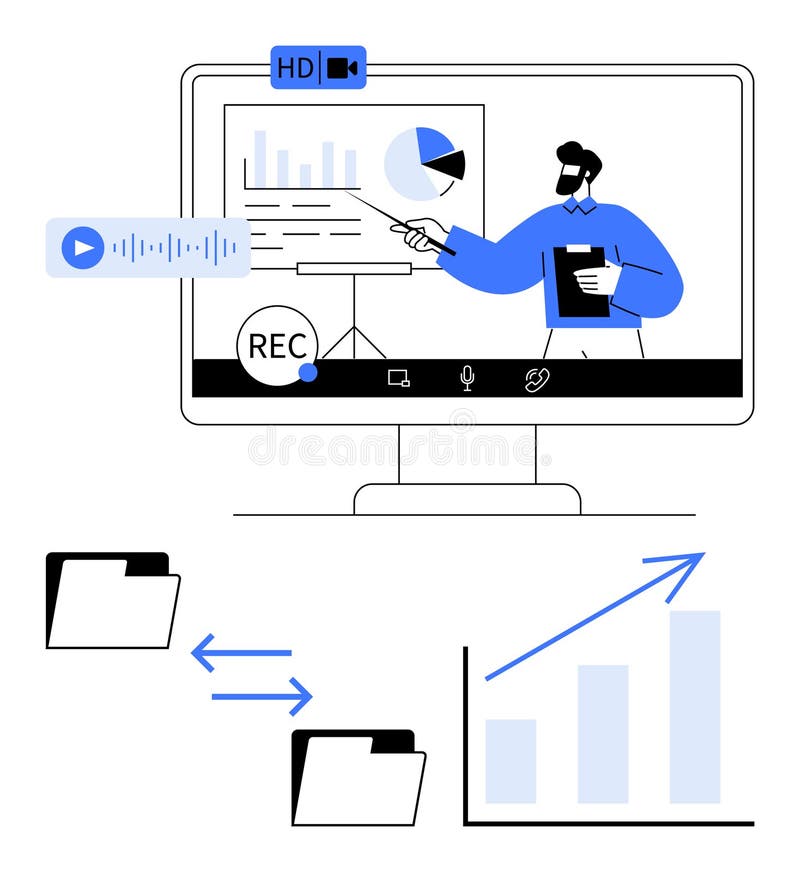 Online Presentation with File Sharing and Data Analytics in a Simplified Digital Workspace Stock ...