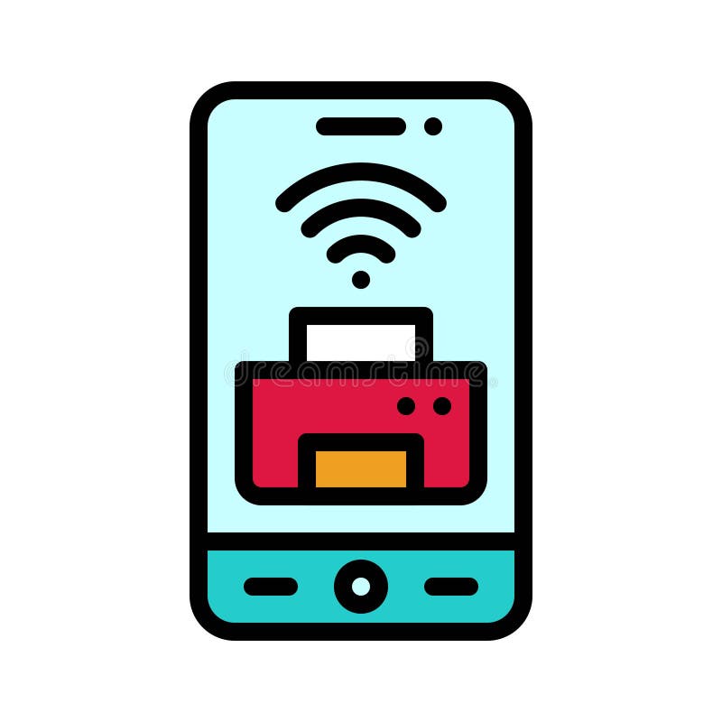 Online Printer Icon, Mobile Application Vector Illustration Stock ...