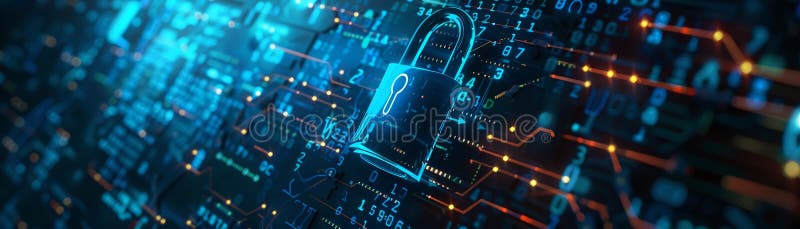 Online Privacy Concept, Digital Lock, Closeup, Cybersecurity Blue ...