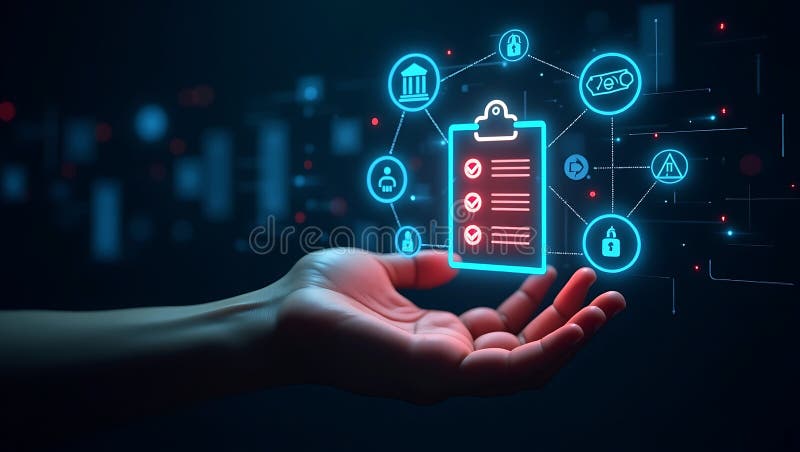 Hand Holding Online Privacy and Encryption Visualization with Glowing ...