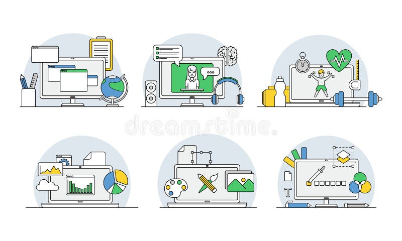 Online Profession with Learning Platform and Computer Interface Display ...