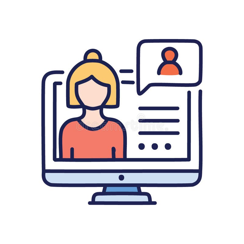 Online Profile. Female User Profile on a Computer Screen with a ...