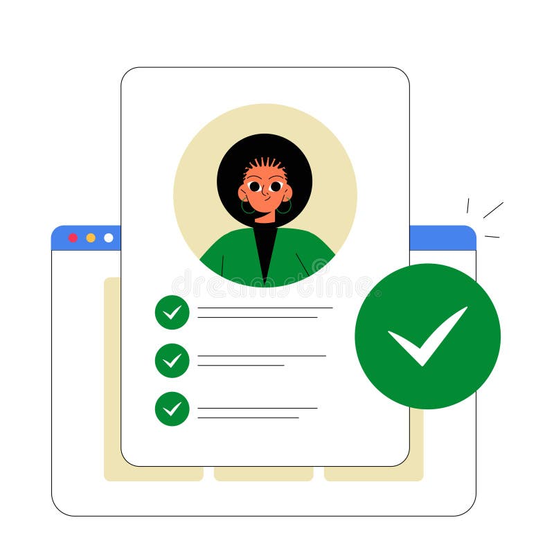Online Profile Verification, Flat Vector Illustration Symbolizing ...