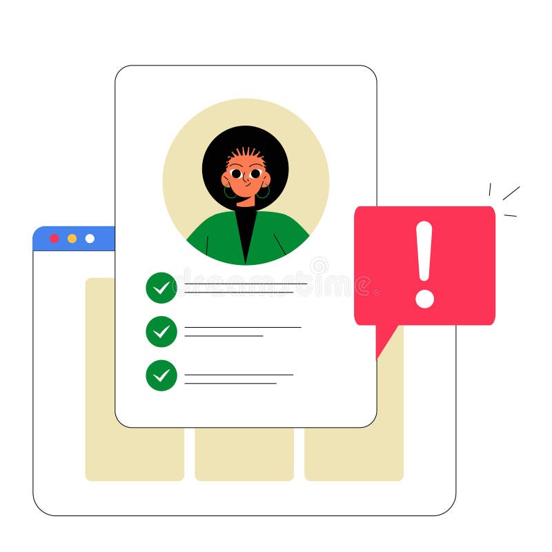 Online Profile Verification in Flat Vector Illustration Symbolizing ...