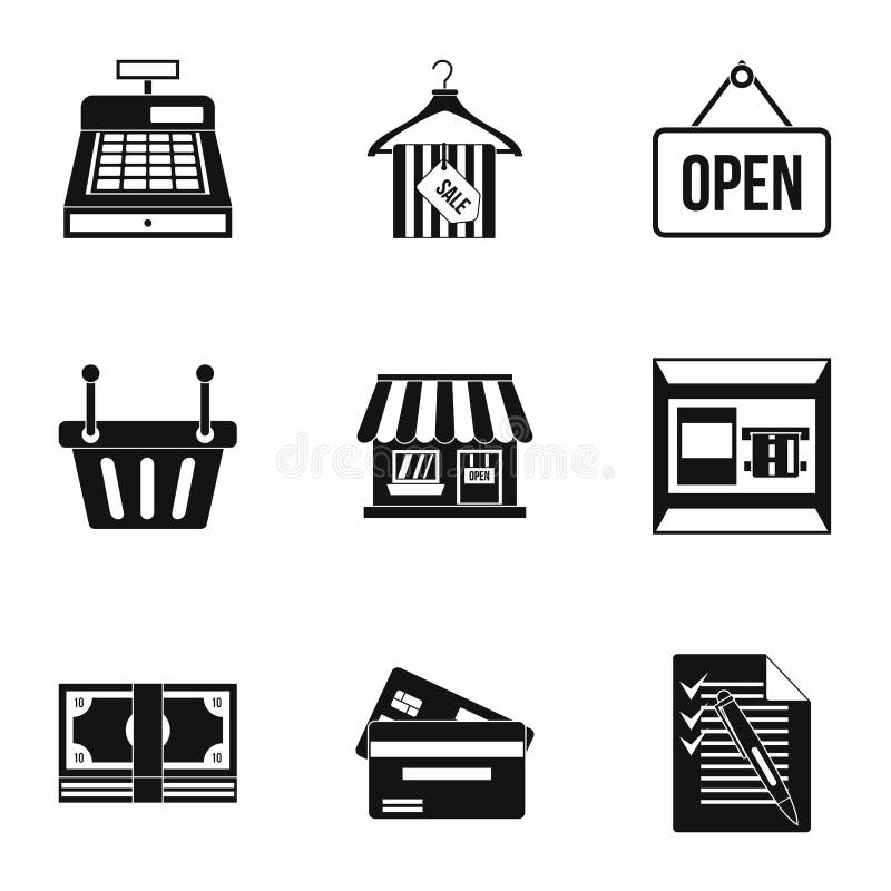 Online Purchase Icons Set, Simple Style Stock Vector - Illustration of ...