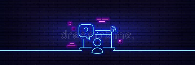 Online Question Line Icon. Ask Help Sign. Neon Light Glow Effect ...