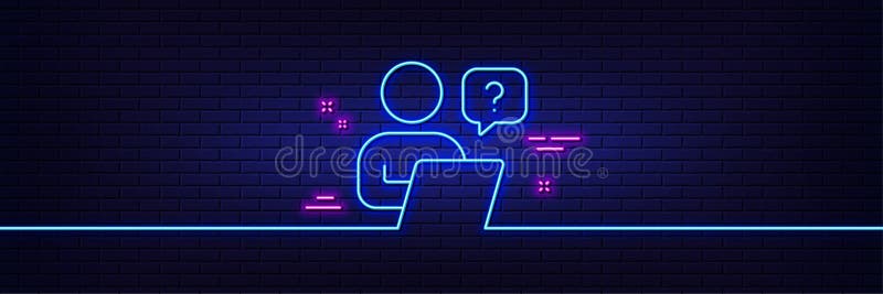 Online Question Line Icon. Ask Help Sign. Neon Light Glow Effect ...