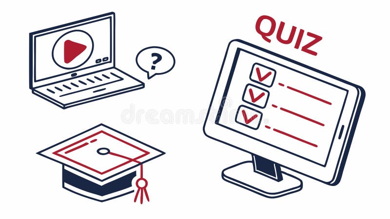 Online Quiz and E-Learning Laptop Icon. Vector Design Generative AI ...