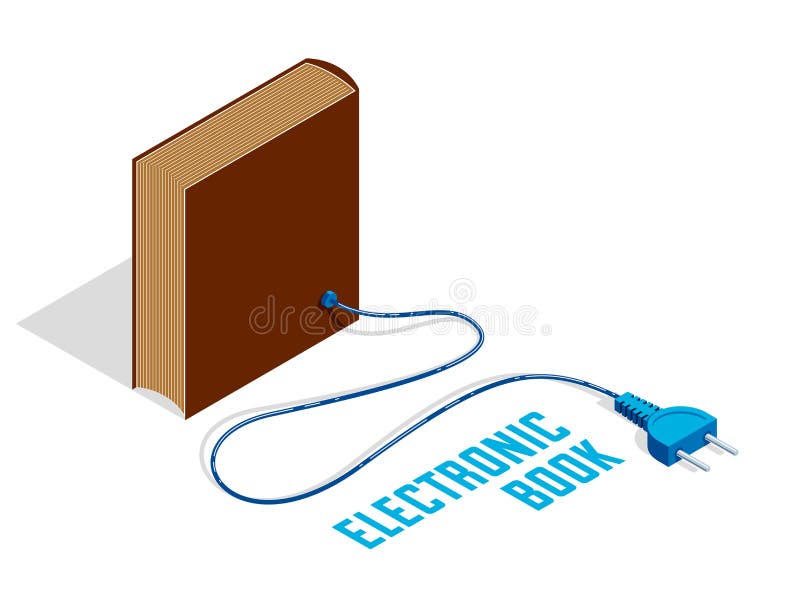 Online Reading Concept Book with Plug Vector Concept Illustration in 3d ...