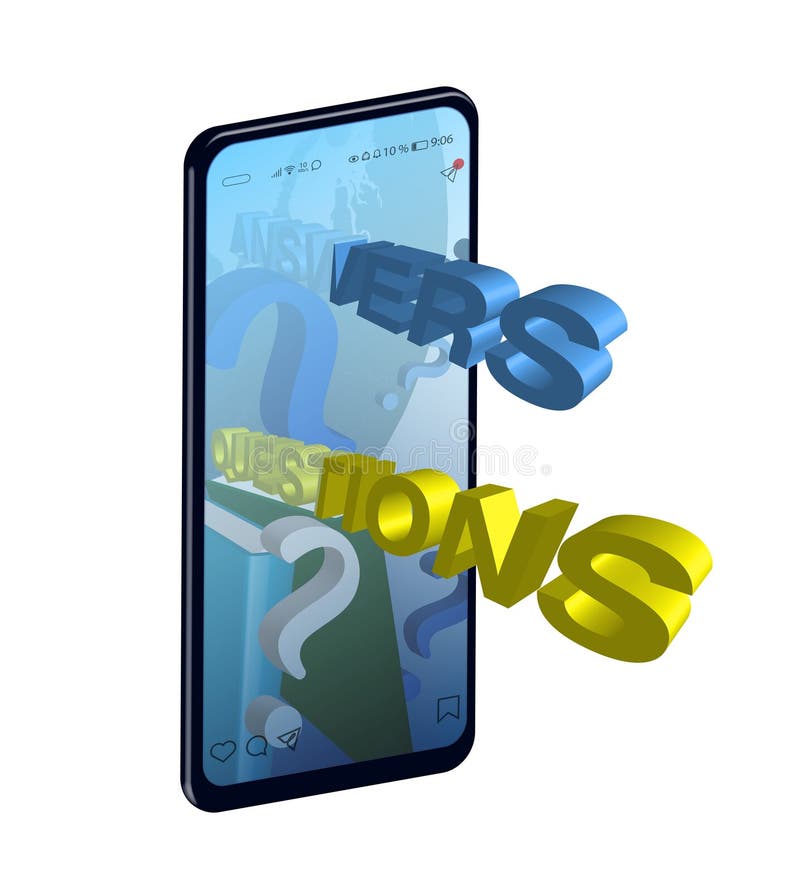 Online Reading Concept, Smartphone with Question Marks Inside the ...