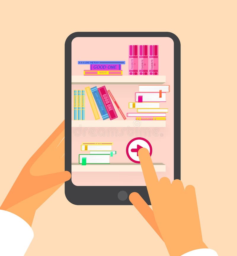 Online Reading and E Book in Hands. Mobile Devices Technology Concept ...