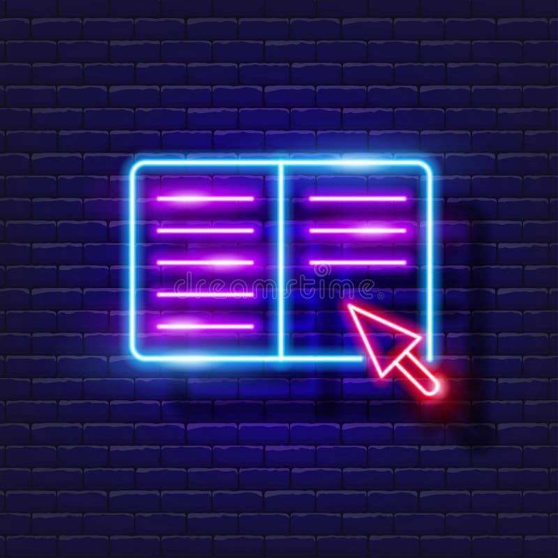 Online Reading, E-reading, Online Education Icon. Neon Glowing Vector ...