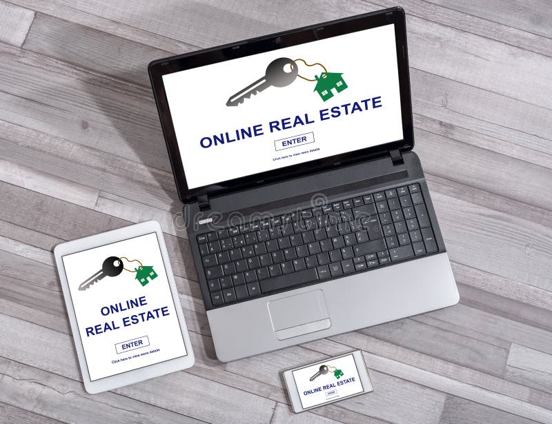 Online Real Estate Concept on Different Devices Stock Image - Image of ...