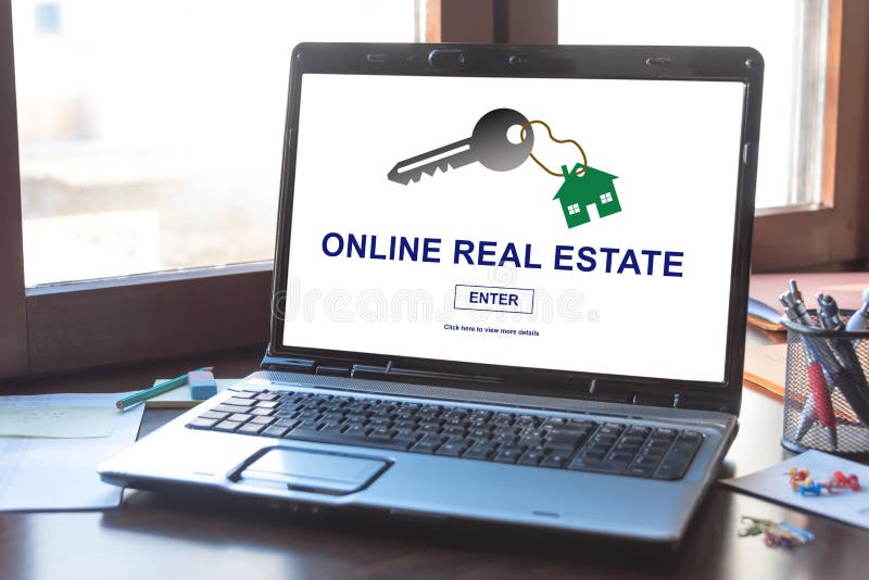 Online Real Estate Concept on a Laptop Screen Stock Photo - Image of ...