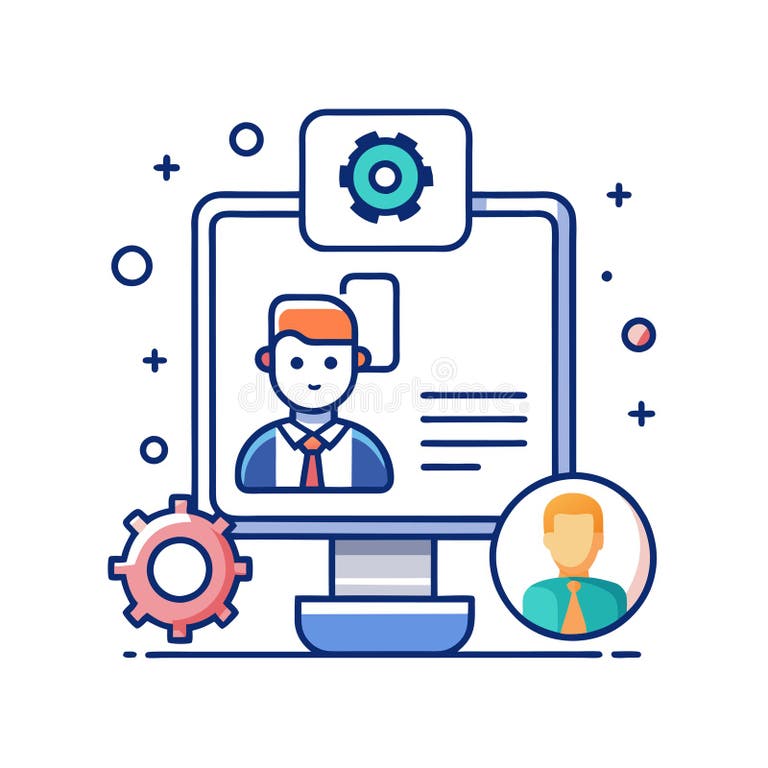 Online Recruitment Process: Computer Screen with Employee Profiles and ...