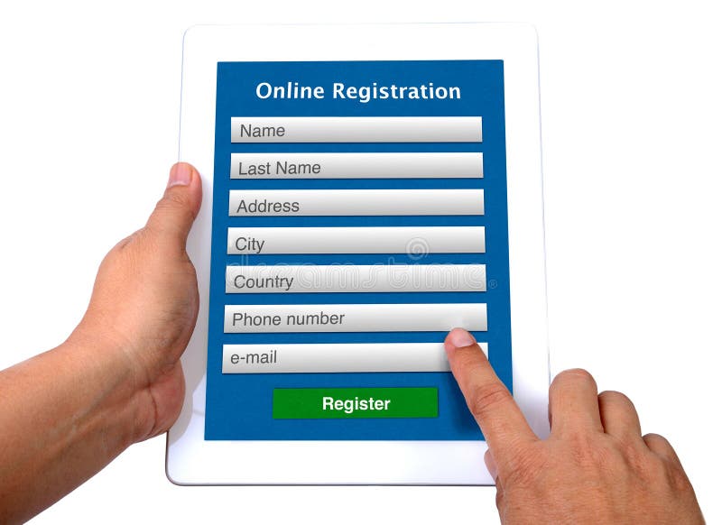 Online registeration form. stock image. Image of input - 39573915