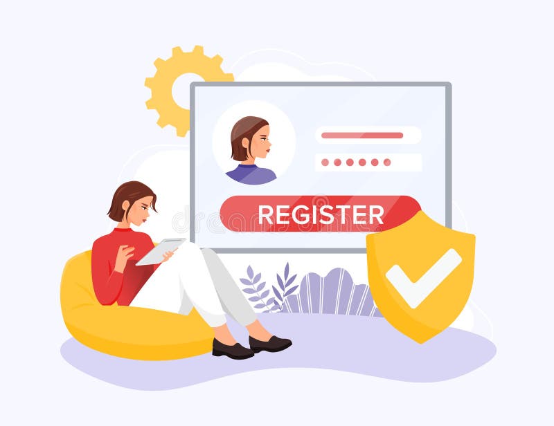 Online Registration Concept Stock Vector - Illustration of device, huge ...