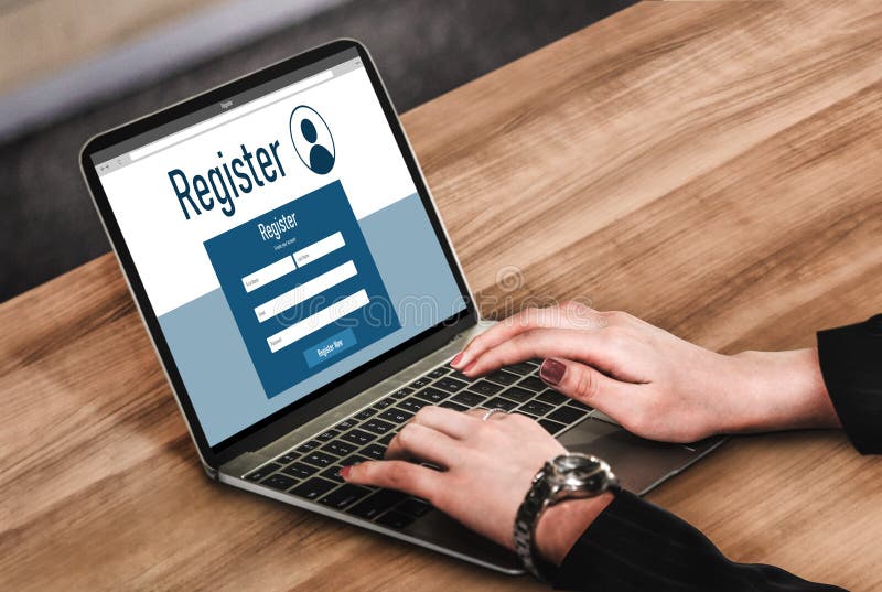 Online Registration Form for Modish Form Filling Stock Image - Image of ...