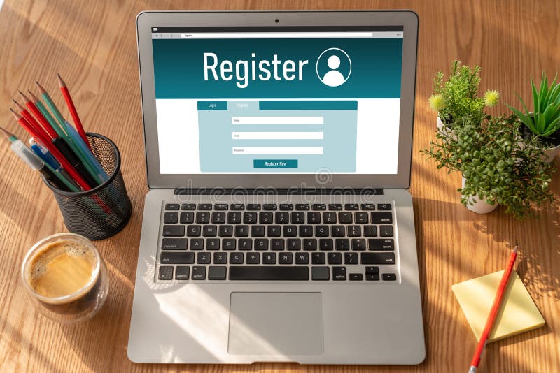 Online Registration Form for Modish Form Filling Stock Photo - Image of ...