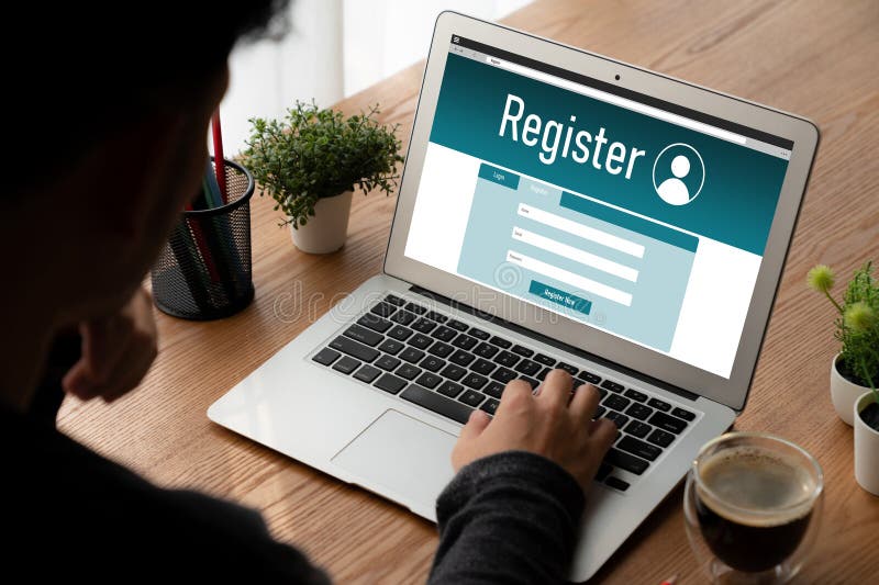 Online Registration Form for Modish Form Filling Stock Image - Image of ...