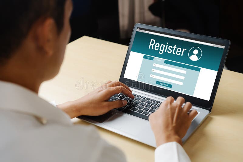 Online Registration Form for Modish Form Filling Stock Image - Image of ...