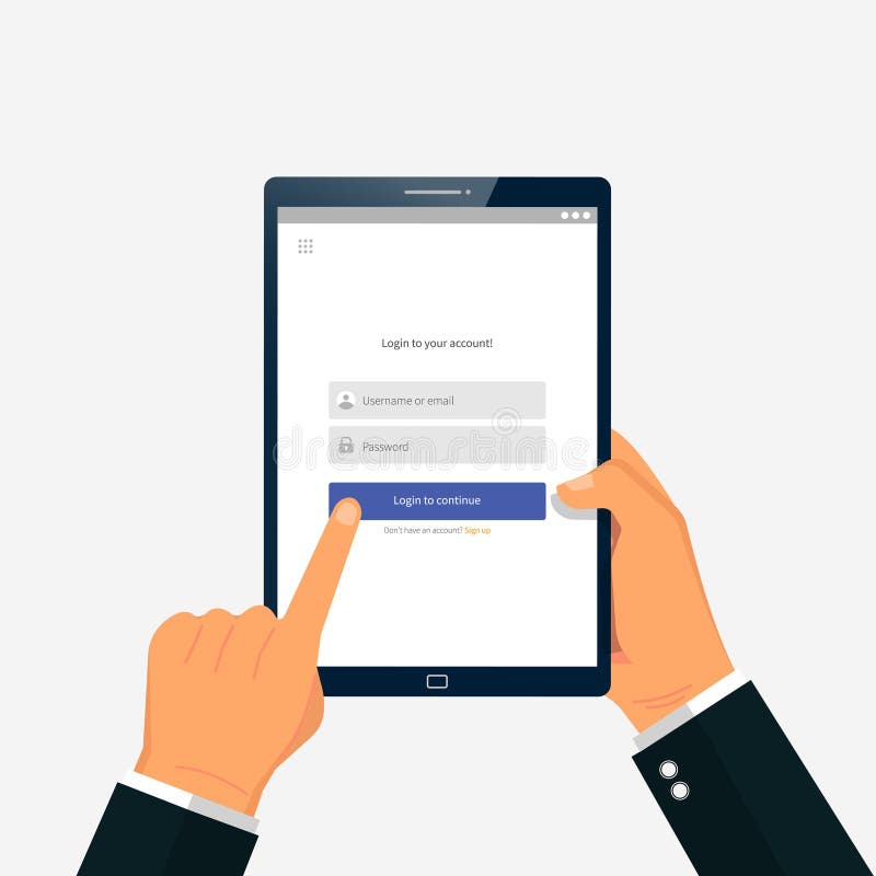 Online Registration and Sign Up, Account Authentication Concept. Man ...