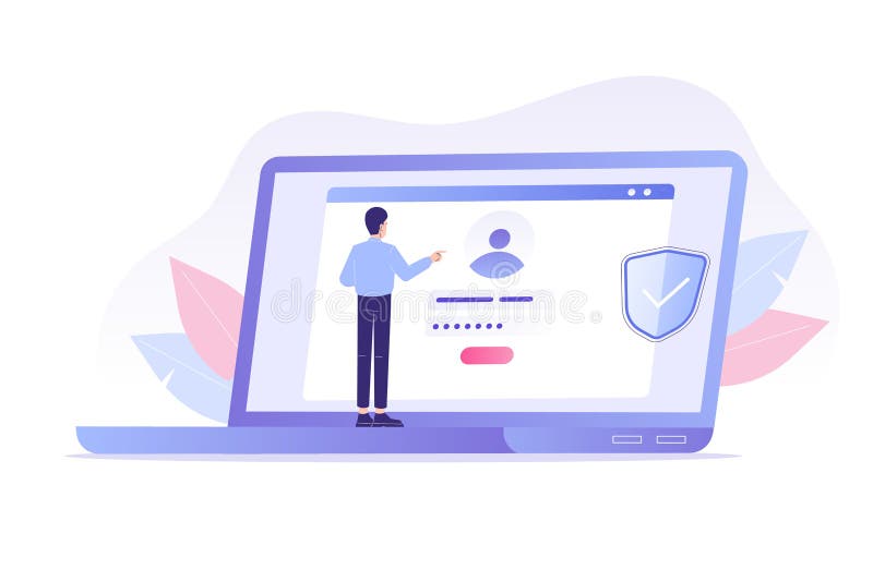 Online Registration and Sign Up Concept. Young Man Signing Up or Login ... Online Registration and Sign Up Concept. Young Man Signing Up or Login ...