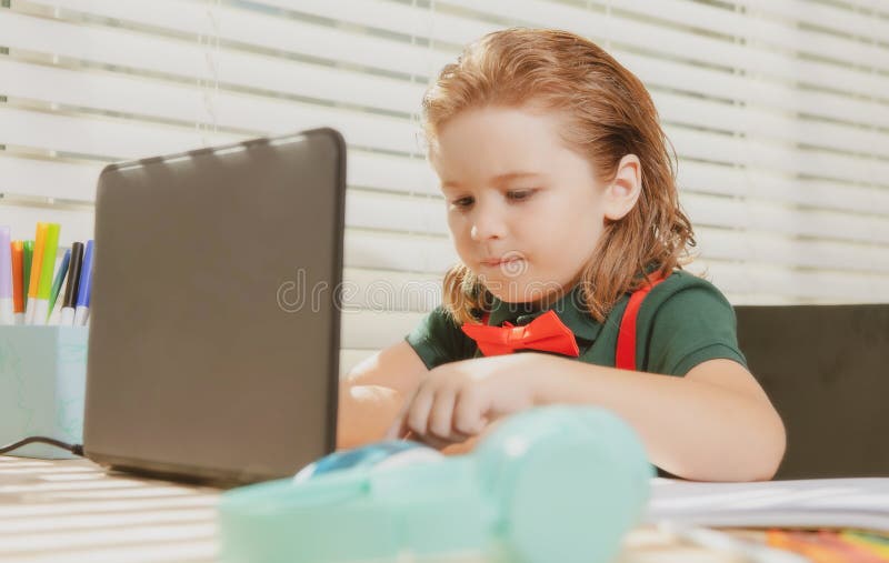 Online Remote Learning. School Kids with Computer Having Video ... Online Remote Learning. School Kids with Computer Having Video ...