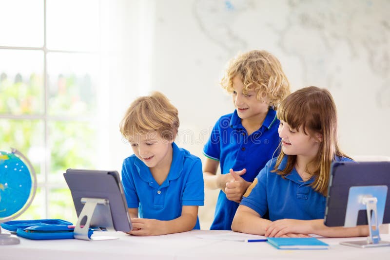 Teenager and Computer. Teen School Kid with Tablet Stock Image - Image ...