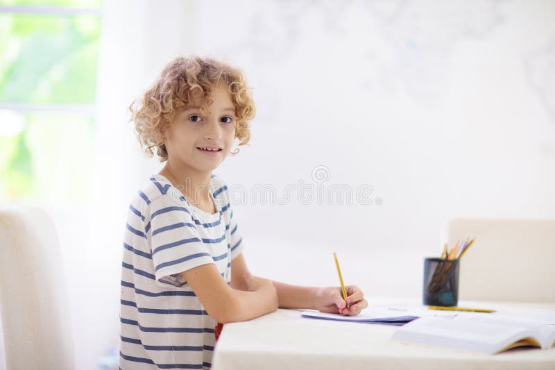 Online Remote Learning. School Kids with Computer Stock Image - Image ...