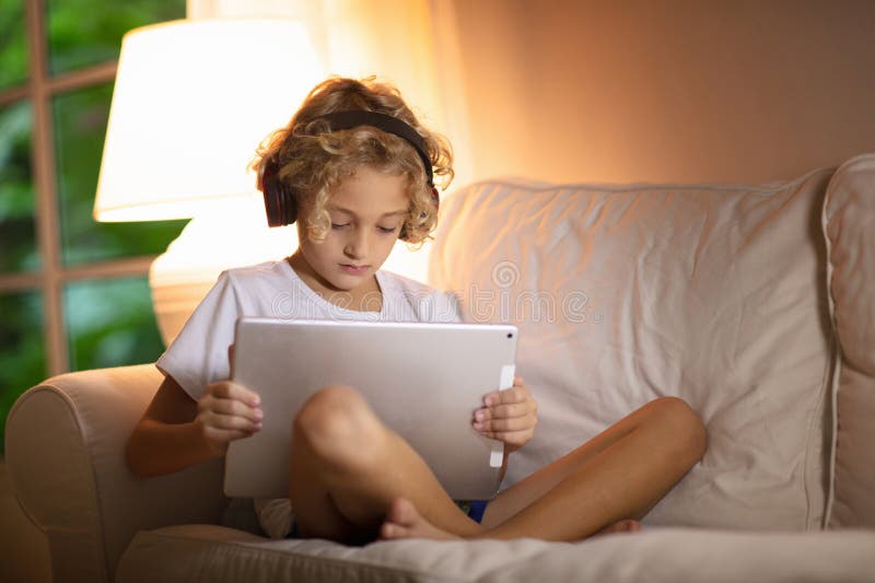 Online Remote Learning. School Kids with Computer Stock Image - Image ...