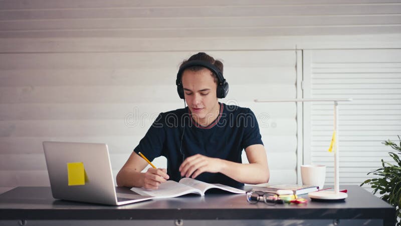 Online Remote Learning. School Kids with Computer. Student Boy Using ...