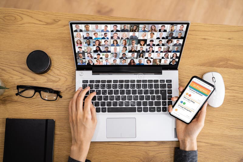 Online Remote Video Conference Meet Call Stock Image - Image of ...