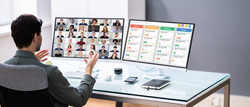 Remote Conference Webinar and KPI Dashboard Chart Stock Photo - Image ...