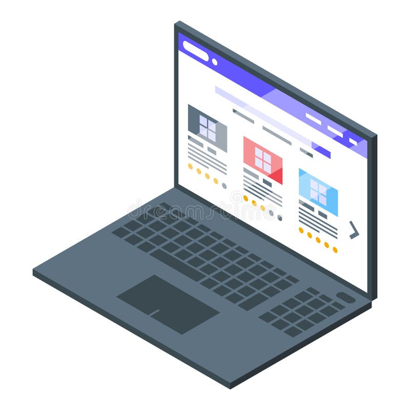 Online Rent Laptop Icon, Isometric Style Stock Vector - Illustration of ...