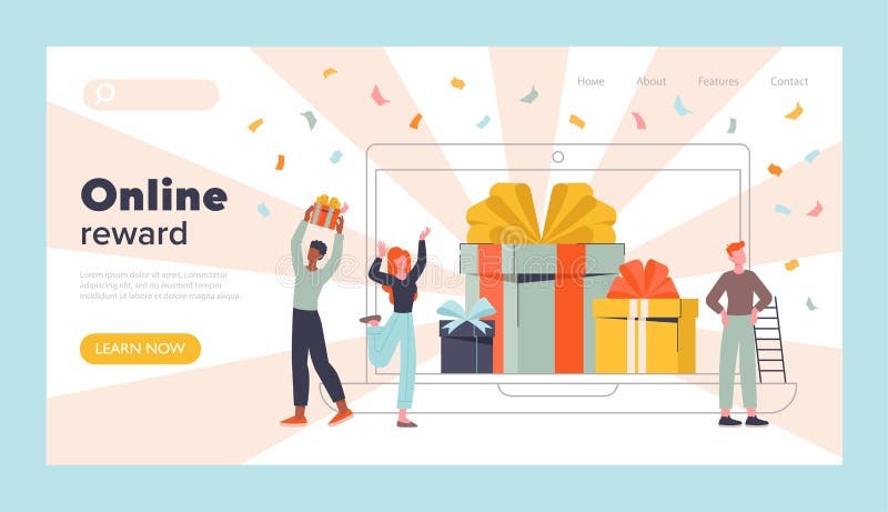 Online Reward Concept with Gift Wrapped Boxes Stock Vector ...