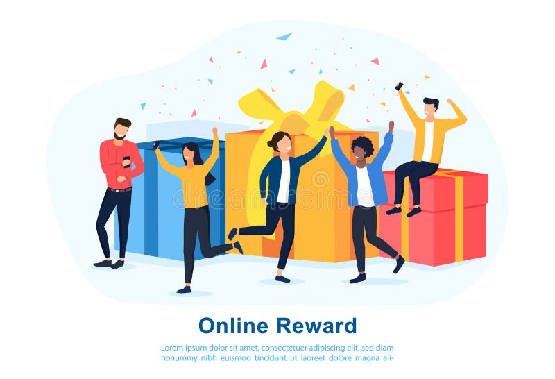 Online Reward Concept with People Rejoicing Stock Vector - Illustration ...