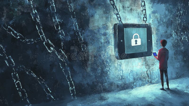 Online Safety App Symbolizing Security Digital Space Illustration Dark ...