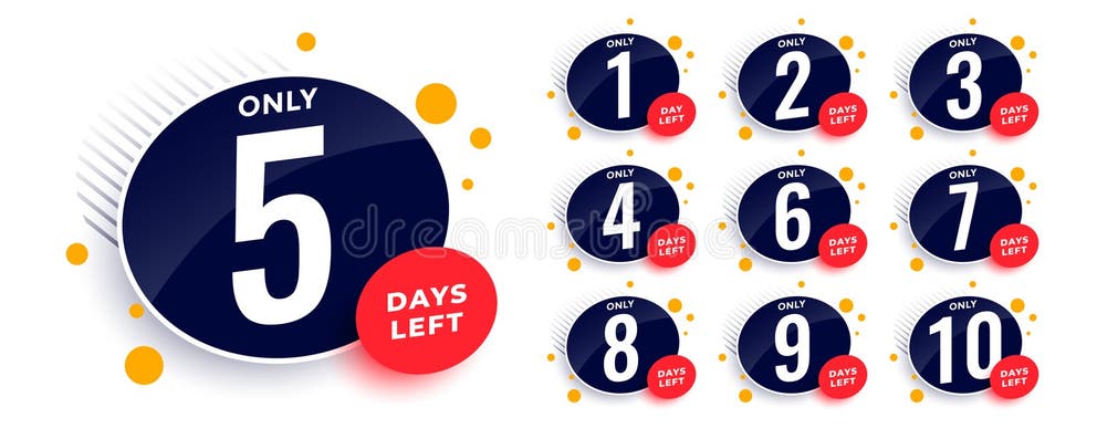 Online Sale Countdown Timer with Number of Days Left Badge Stock Vector ...