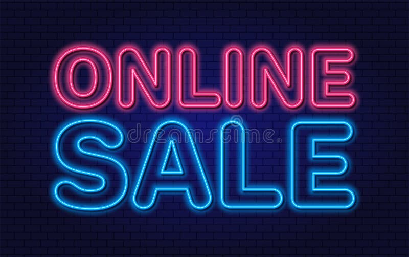 Online Sale. Discount. Neon Design Element for Banner, Website, Store ...
