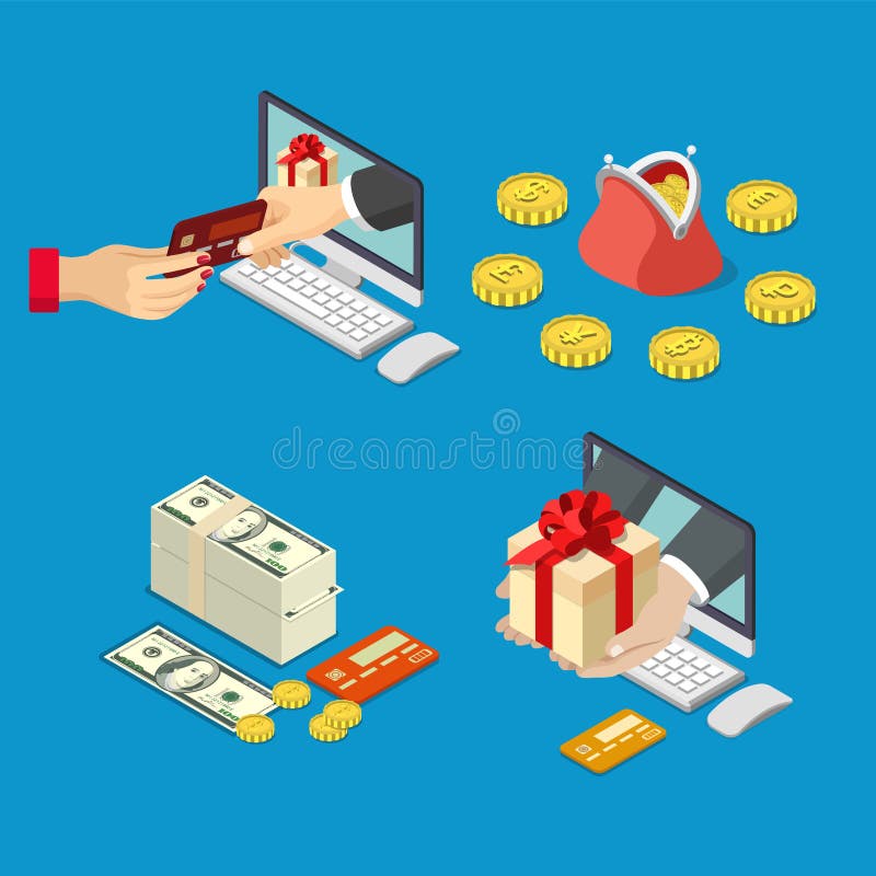 Online Sale Payment Method Delivery E-commerce Con Stock Vector - Illustration of gift, delivery ...