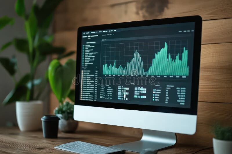 Online Sales Growth Graph on Computer Screen Stock Photo - Image of ...