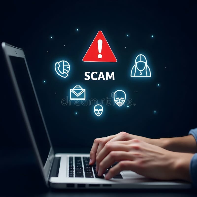 Online Scam Awareness What You Need To Know Stock Illustration ...