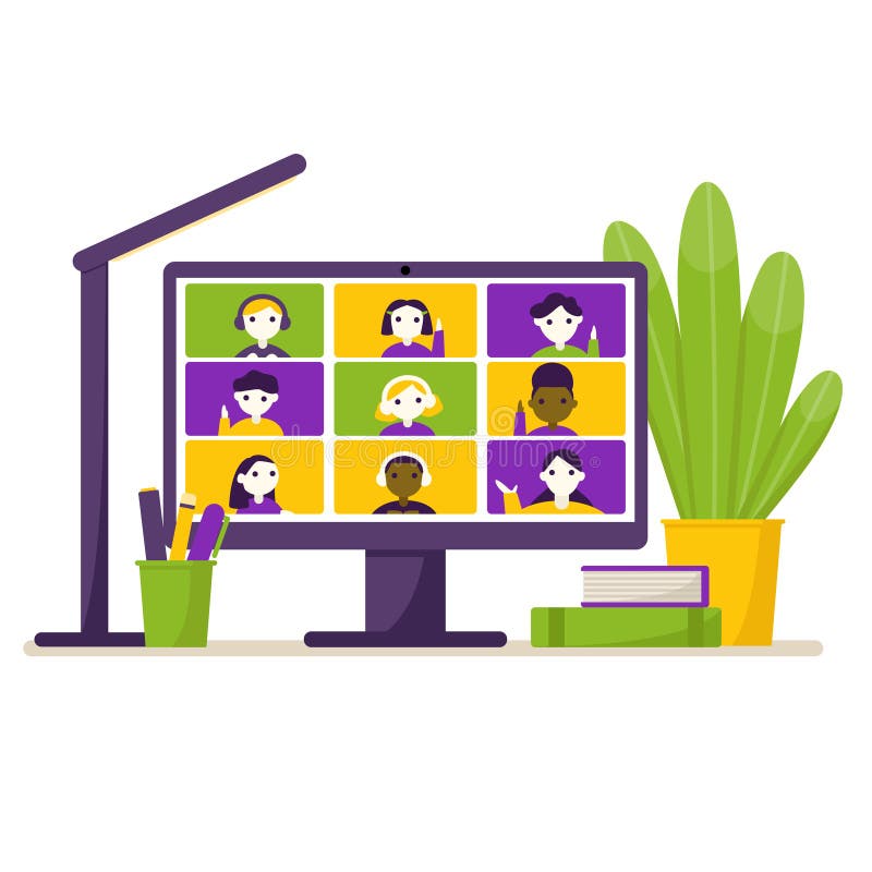 Students Teacher Online Class Vector Illustration Stock Illustrations ...