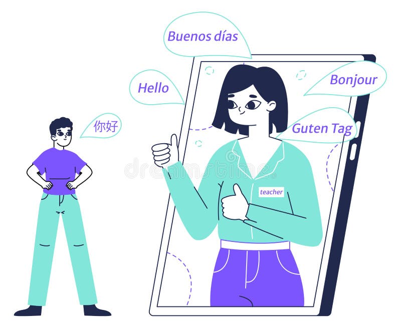 Online School Education, E-learning Service. Language Web Class ...