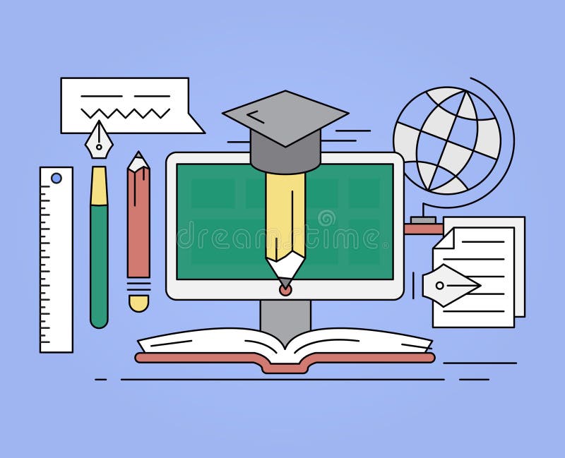 Online School Education Vector Design Stock Illustration - Illustration ...